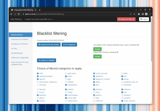 CTparental: Software de controle parental para Linux com filtragem de site baseada em categoria ...